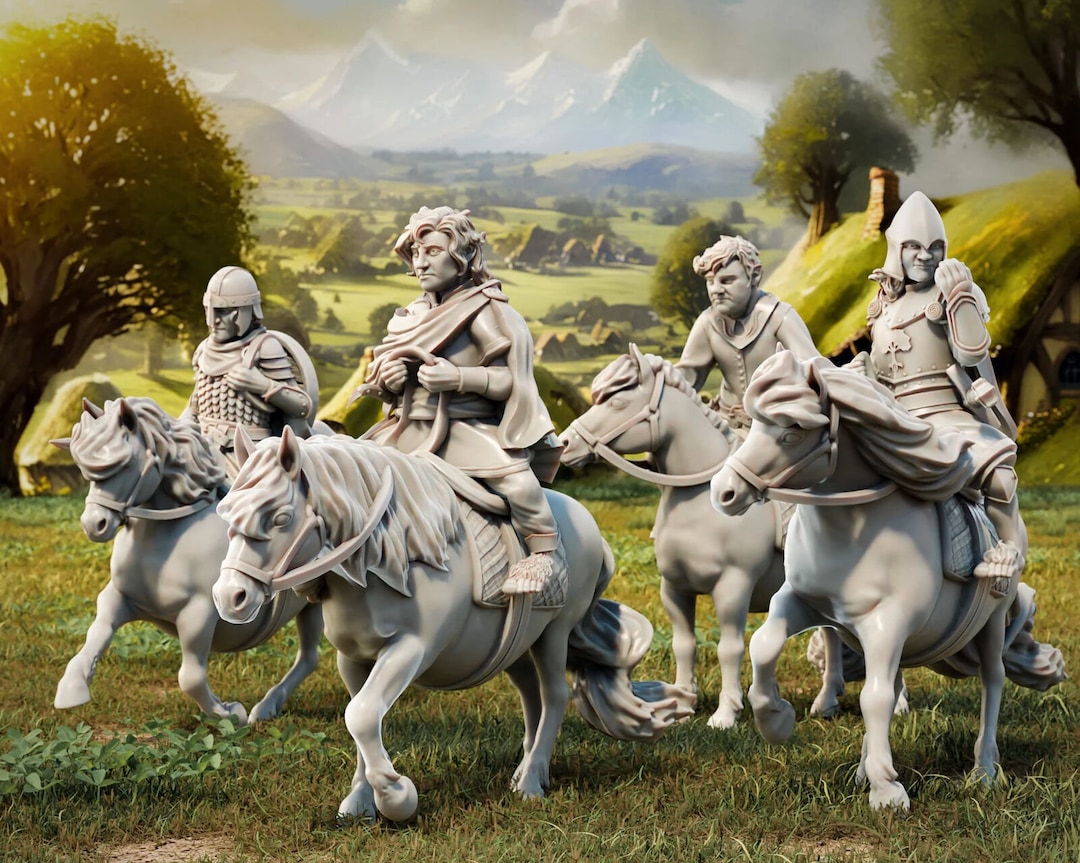 Halfling Rebellion - Mounted Hobbit Heroes -MESBG LOTR 28mm 1/56 ...
