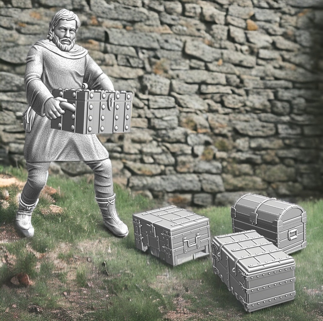 Medieval Treasure Chests and Guard -- 28mm 1/56 Wargames and Collectors ...