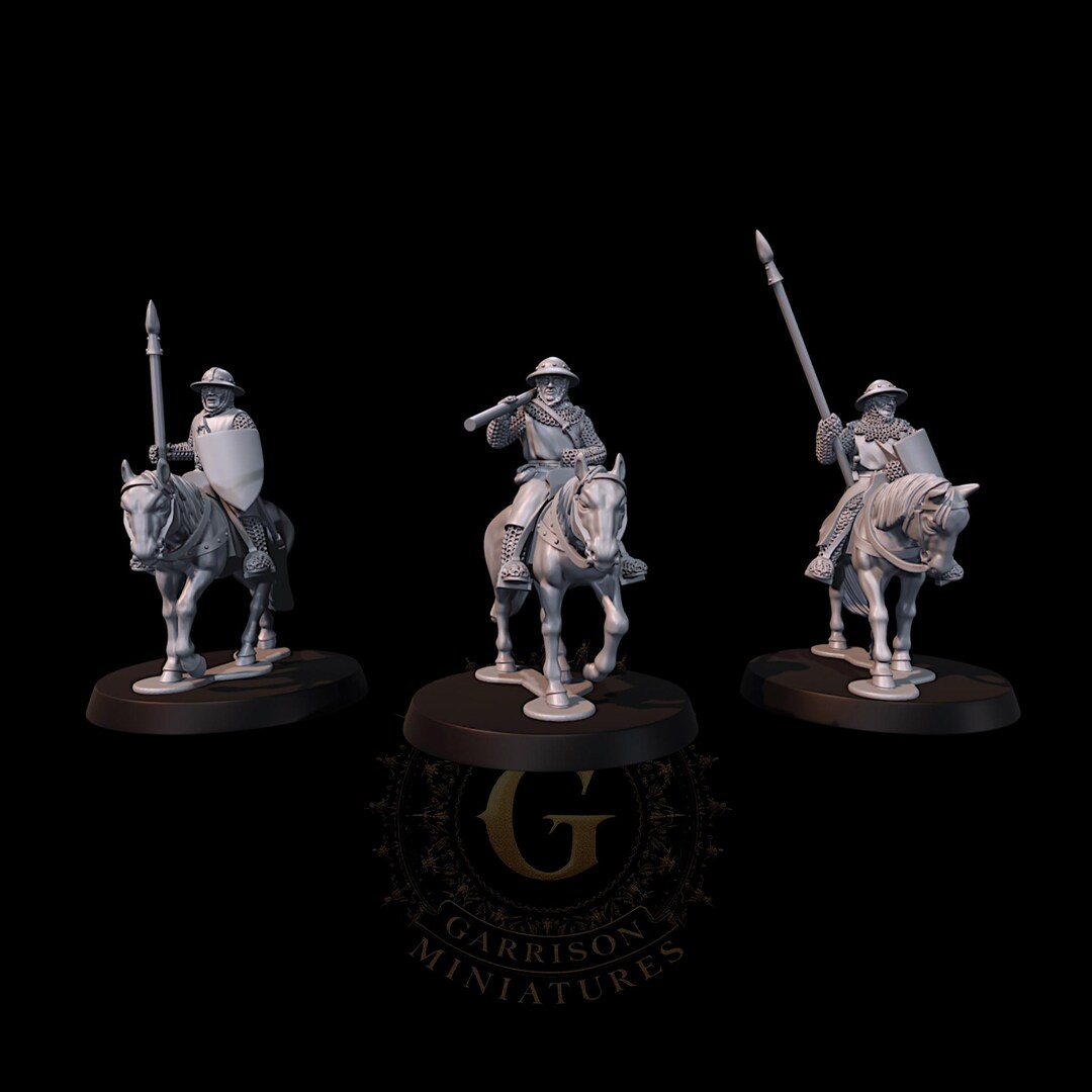Mounted Sergeants With Spears X3: 28mm Medieval Wargames and Diorama ...