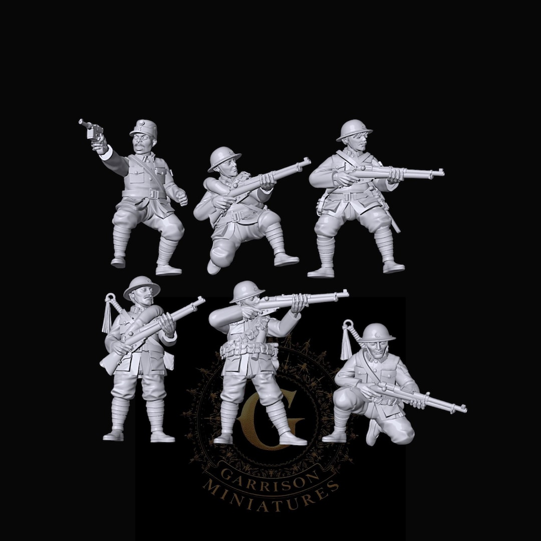 Chinese NRA Riflemen & NCO X6: 28mm WW2 Wargame and Display Miniatures ...