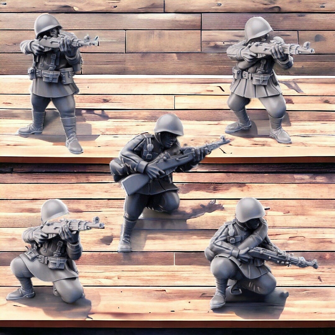 Soviet Infantry With Rifles X5 28mm WW2 Wargame & Display Miniatures - Etsy