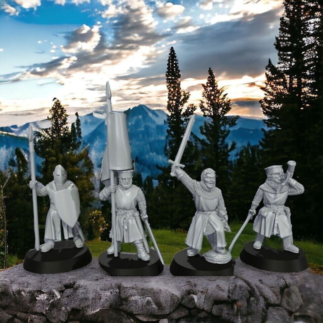 Medieval Knight Command Lotr MESBG 28mm 1/56 Unpainted Wargames ...