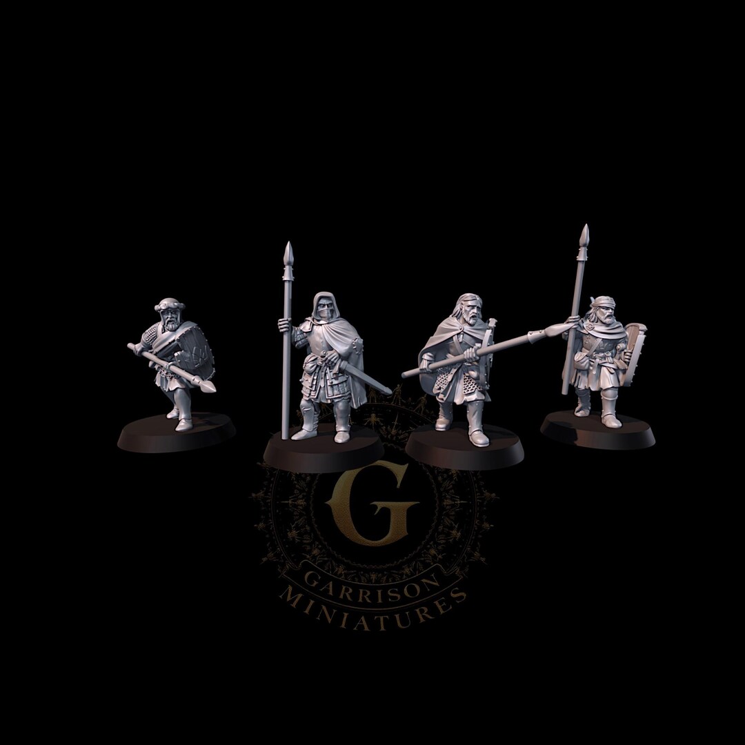Northern Veterans With Spears & Shields X4: 28mm Fantasy Wargame and ...