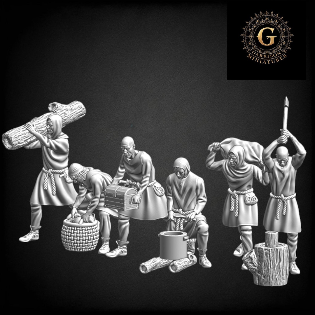Medieval Workers Miniature Set - 28mm Wargaming - Garrison Miniatures ...