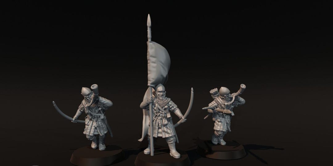 Provincial Archers Banner & Hornblowers X3: 28mm Medieval Wargame and ...
