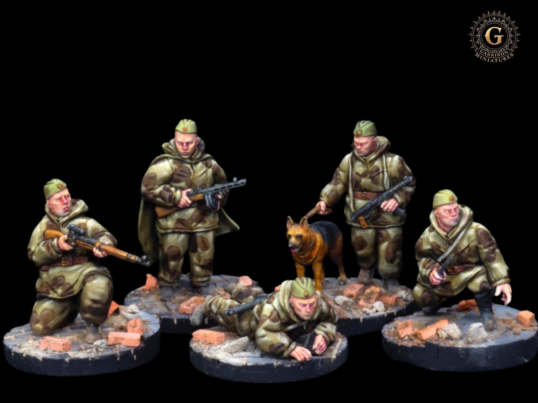 UNPAINTED WW2 Fall of Berlin Series Soviet Scouts 28mm 1/56 Wargames ...