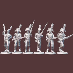 UNPAINTED Napoleonic Spanish Infantry in Bicornes Charging X6 28mm 1/56 ...