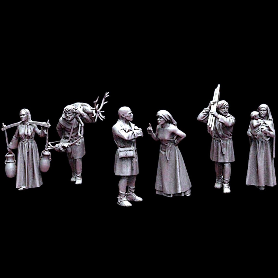 Villagers Set C X6: 28mm Medieval Wargame and Display Miniatures - Etsy