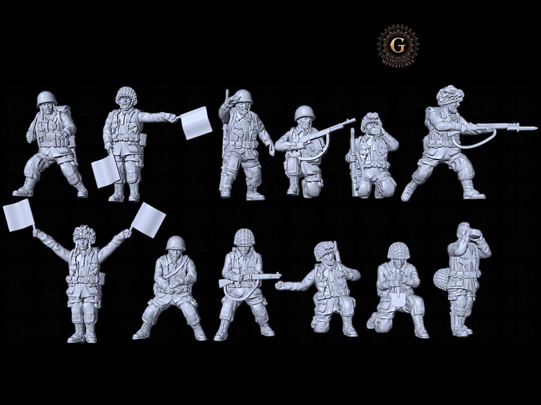 WW2 US Airborne Miniatures (x12): 28mm Wargaming Figures- Garrison ...
