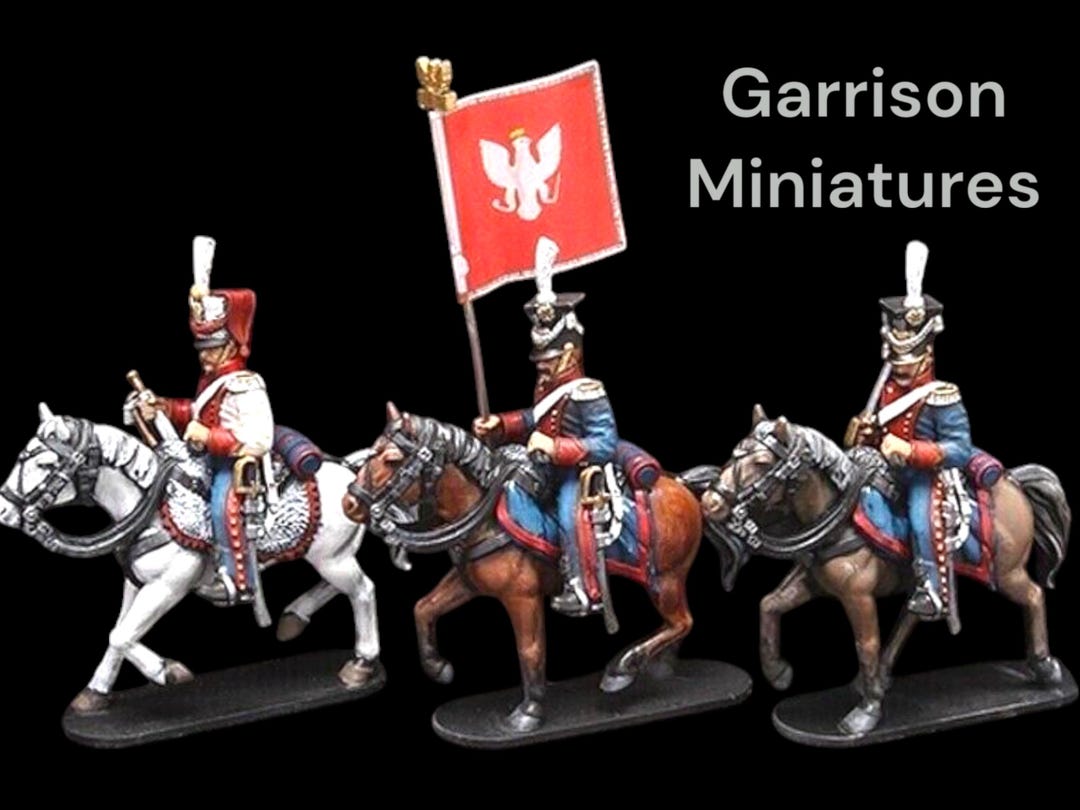 UNPAINTED Napoleonic Grand Duchy Warsaw Uhlans Command Set A, 28mm 1/56 ...