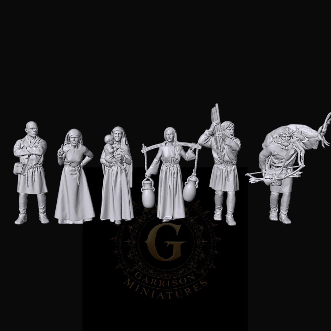 Villagers Set C X6: 28mm Medieval Wargame and Display Miniatures - Etsy