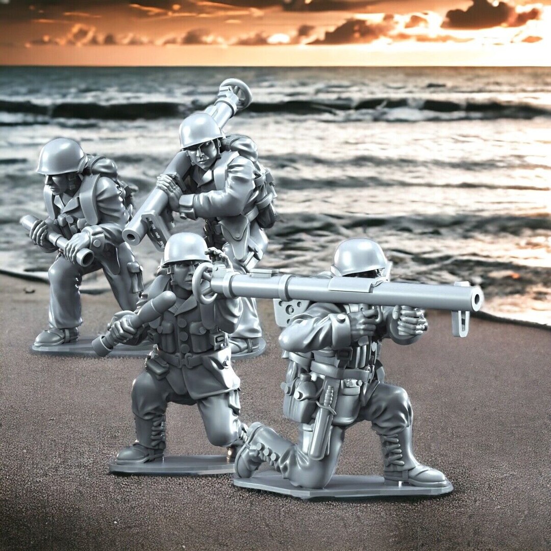 WW2 US Marines Bazooka Teams X2 Ideal Bolt Action 28mm 1/56 Wargames ...