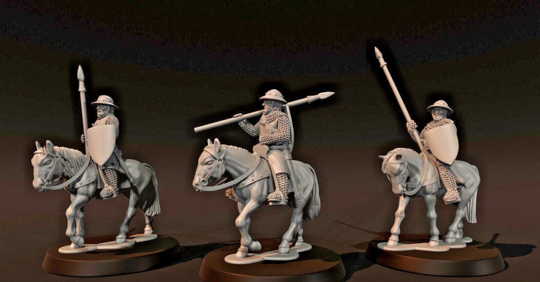 Mounted Sergeants With Spears X3: 28mm Medieval Wargame and Diorama ...