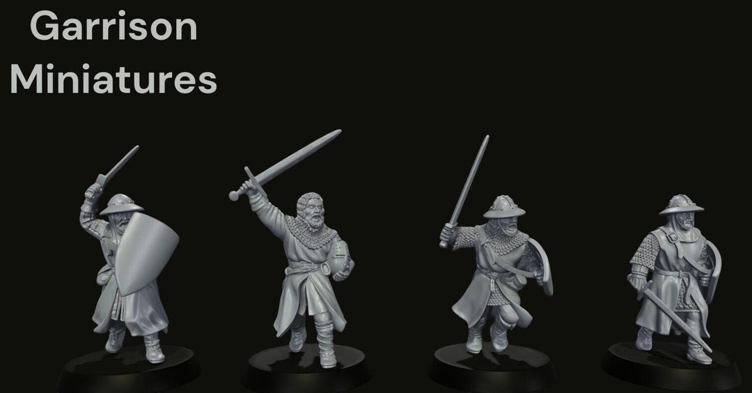 13/14C Medieval Sergeants on Foot X4 Lotr MESBG 28mm 1/56 Unpainted ...