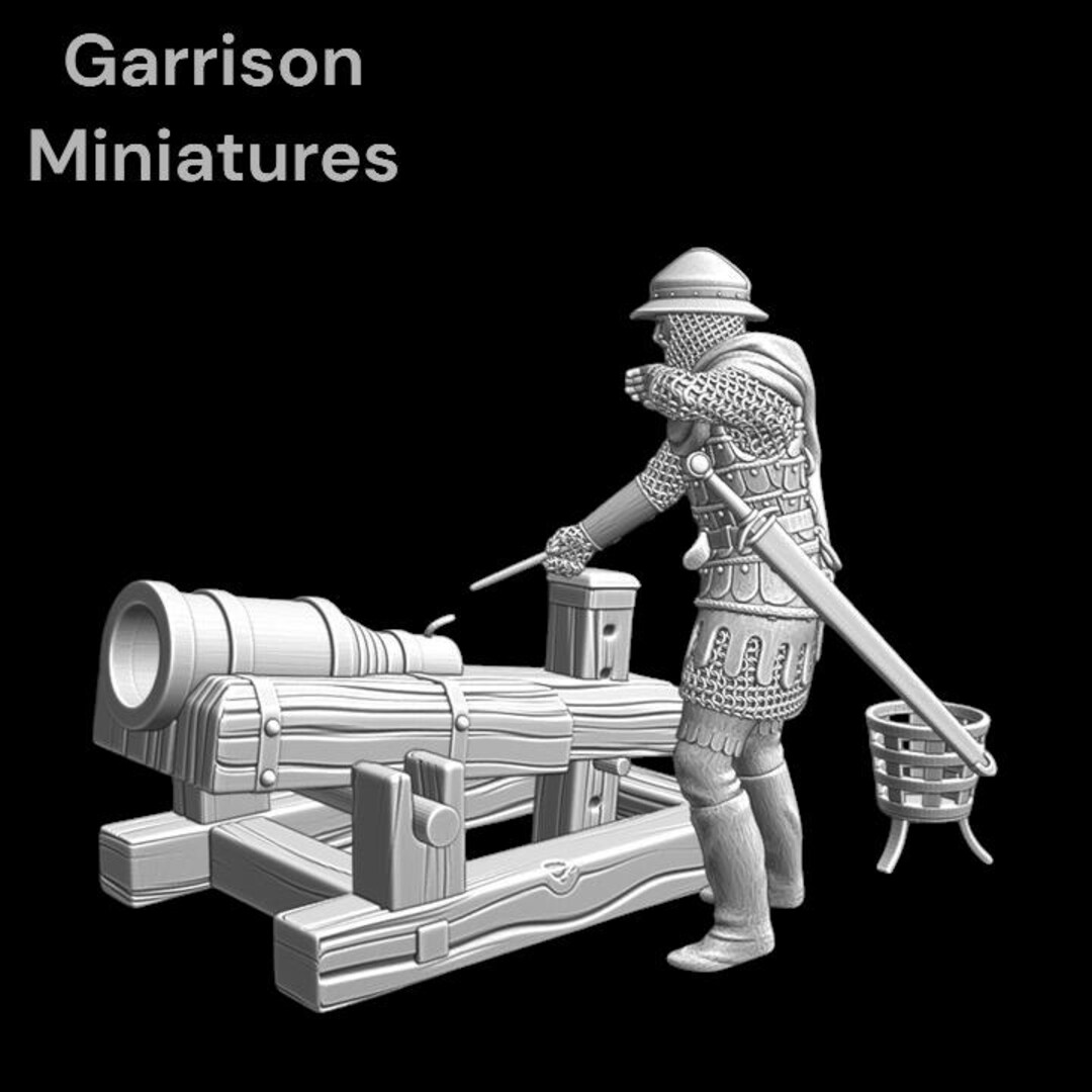 Medieval Bombard Cannon & Gunner - 28mm (1/56) 28mm 1/56 Wargames and ...