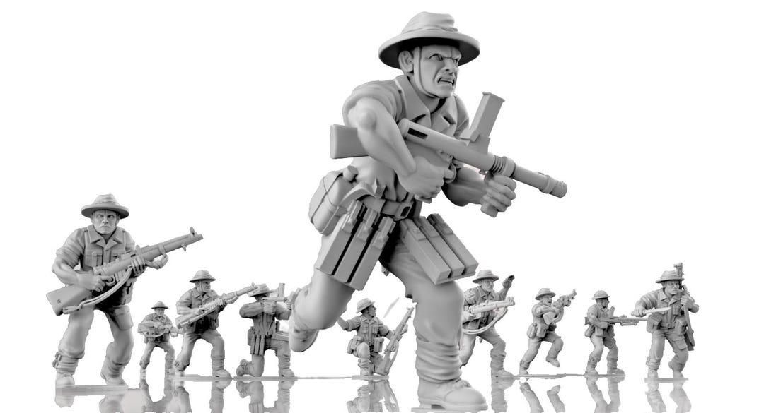 WW2 Australian Jungle Division X10 Figures, 28mm 1/56 Wargames and ...