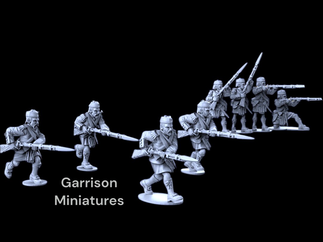 American Civil War Union Highlanders Skirmishing X8 - 28mm 1/56 ...