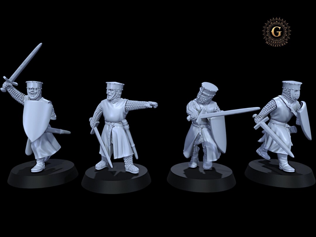 Medieval Foot Knights Set 1: 28mm Historical Wargame Miniatures - Etsy