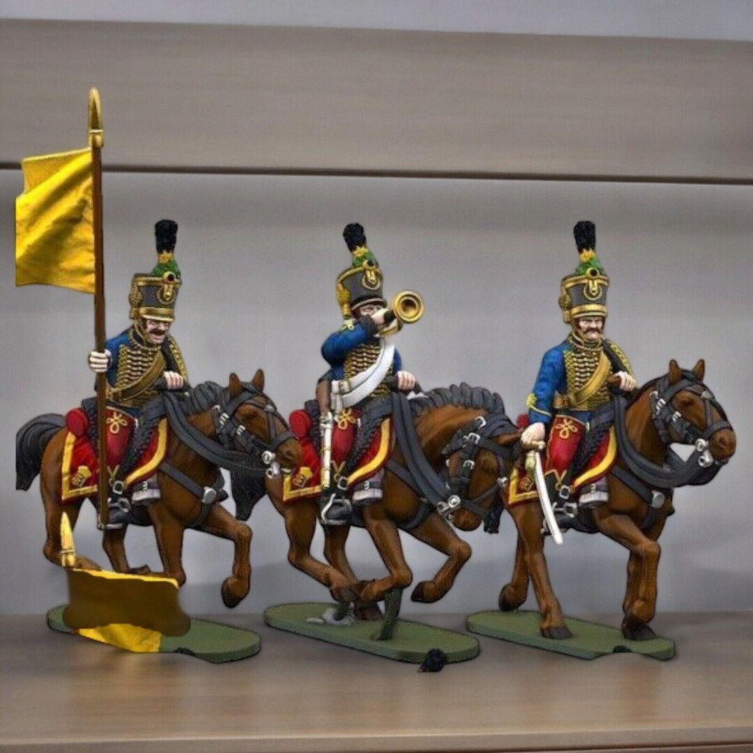 Napoleonic Austrian Hussars Command -UNPAINTED 28mm 1/56 Wargames ...