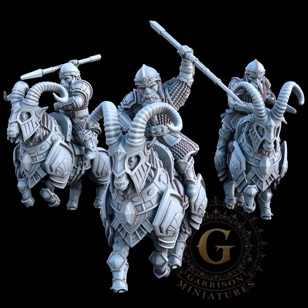 Dwarf Mountain Goat Riders X3 : 28mm Fantasy Wargame & Display ...
