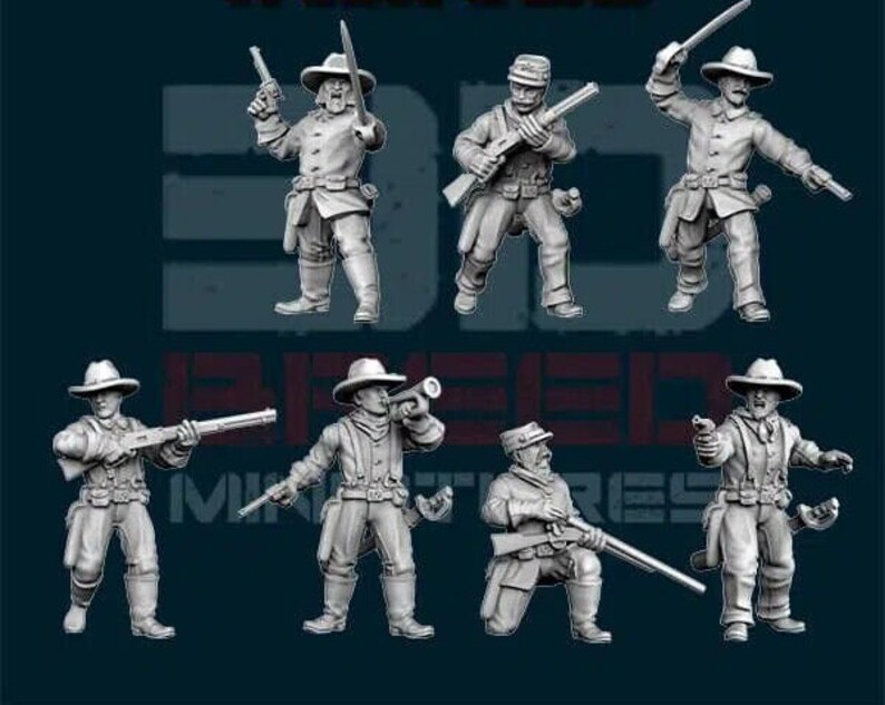 7th Cavalry on Foot X 7 Wargames Figures Wild West Miniatures Old West ...