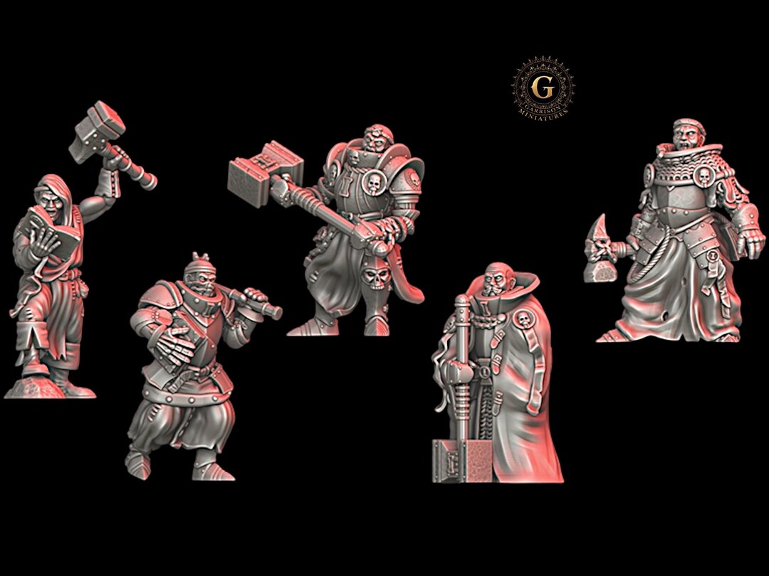 Grimdark Battle Priests X5 28mm Wargame Miniatures - Etsy