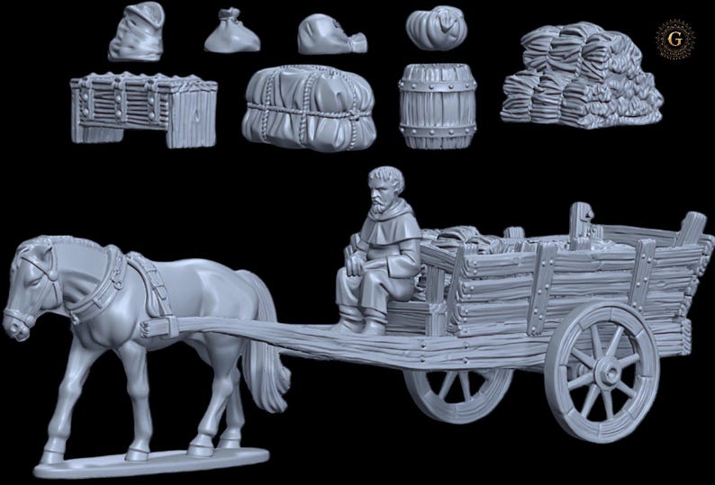 Peasant Cart & Load: 28mm Medieval Wargame and Display Miniatures - Etsy