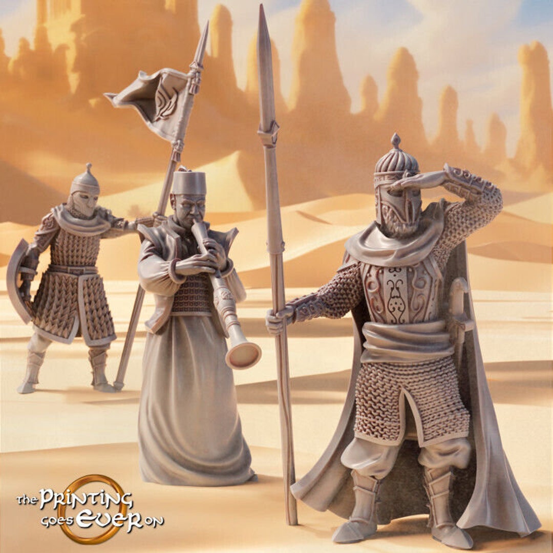 Easterling Command Set 28mm, Perfect for Wargames, MESBG, Lotr, and Collectors 3 Figures on Foot ...