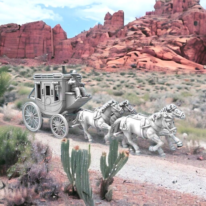 Stagecoach: Wild West 28/32mm Unpainted Wargame and Display Miniatures ...