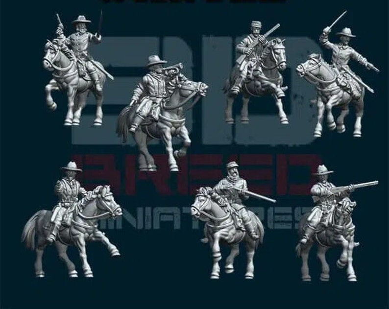 7th Cavalry X 7 Mounted Wargames Figures Wild West Miniatures Old West ...