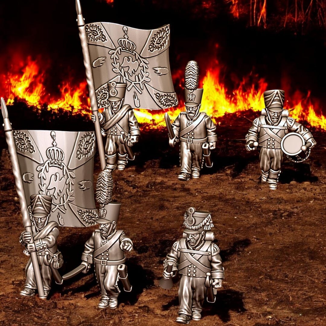 Napoleonic Prussian Infantry Command Waterloo 28mm 1/56 Wargames and ...