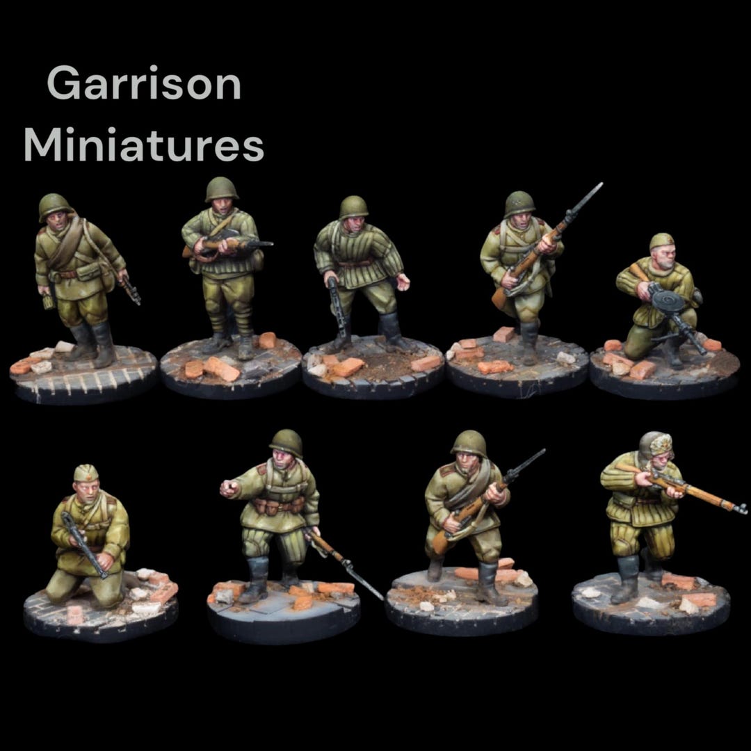 UNPAINTED WW2 Soviet Light Rifle Squad 28mm 1/56 Wargames Collectors ...