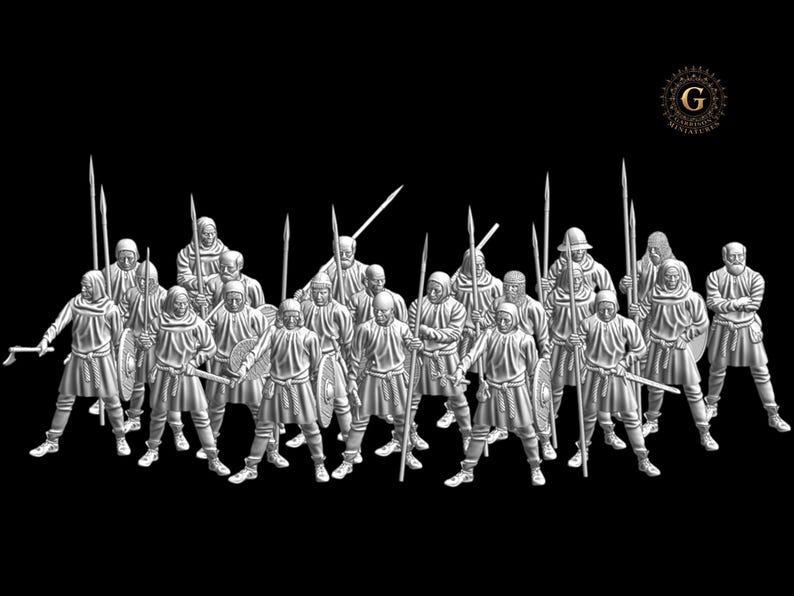 Medieval Peasant Army X22: 28mm Wargaming and Diorama Miniatures - Etsy