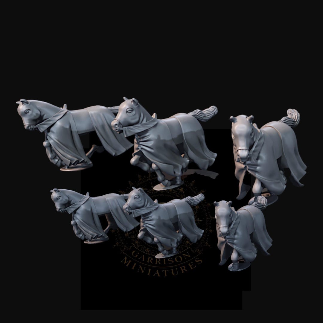 Galloping Robed Horses Set of 6 28mm Medieval Wargames and Diorama ...