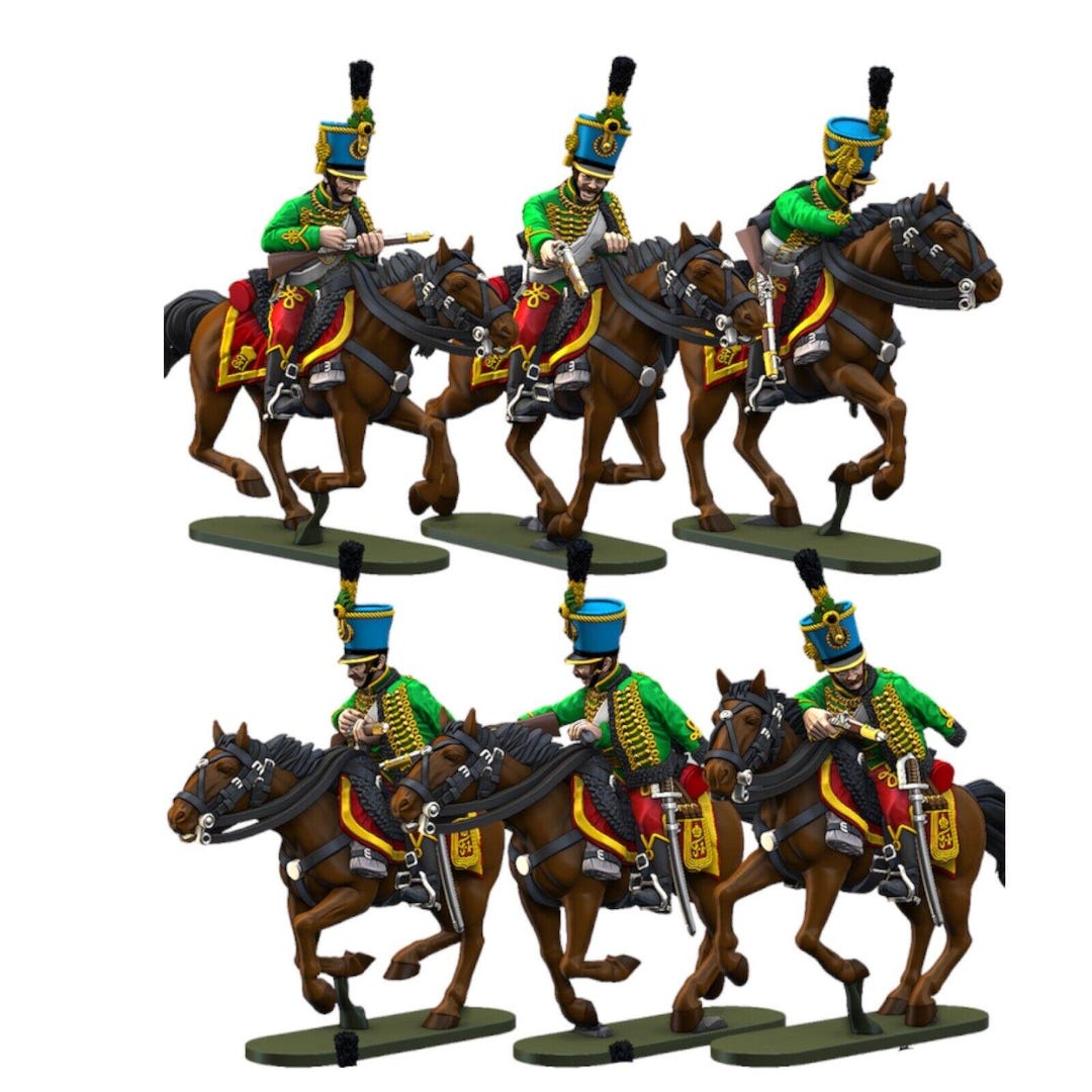 Napoleonic Austrian Hussars Skirmish Set B - UNPAINTED 28mm 1/56 ...