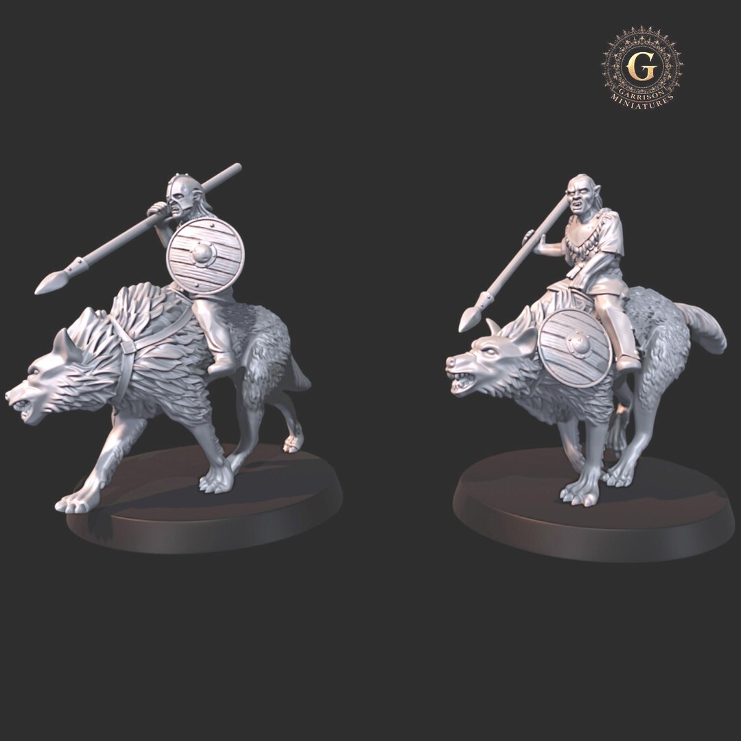 Orc Wolf Riders With Spears: 28mm Fantasy Wargame & Display Miniatures ...