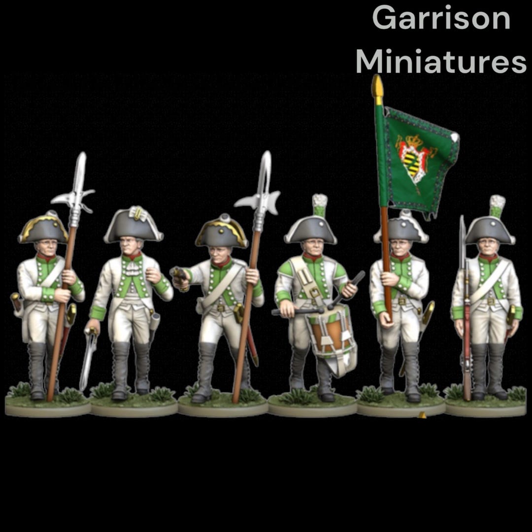Napoleonic Saxony Musketeers Command Group X6 UNPAINTED 28mm 1/56 ...