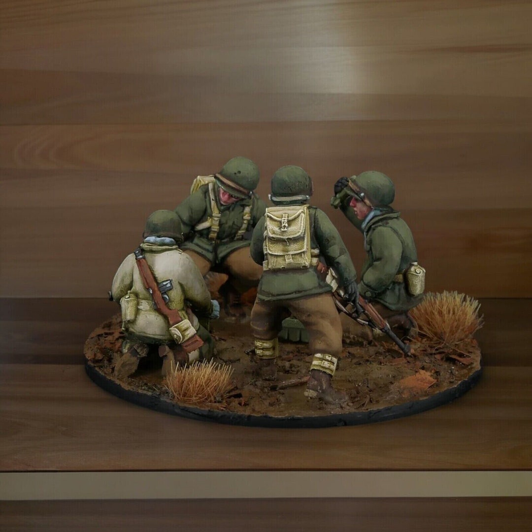 UNPAINTED WW2 US 60mm Mortar Winter Setting Ideal Bolt Action 28mm 1/56 ...