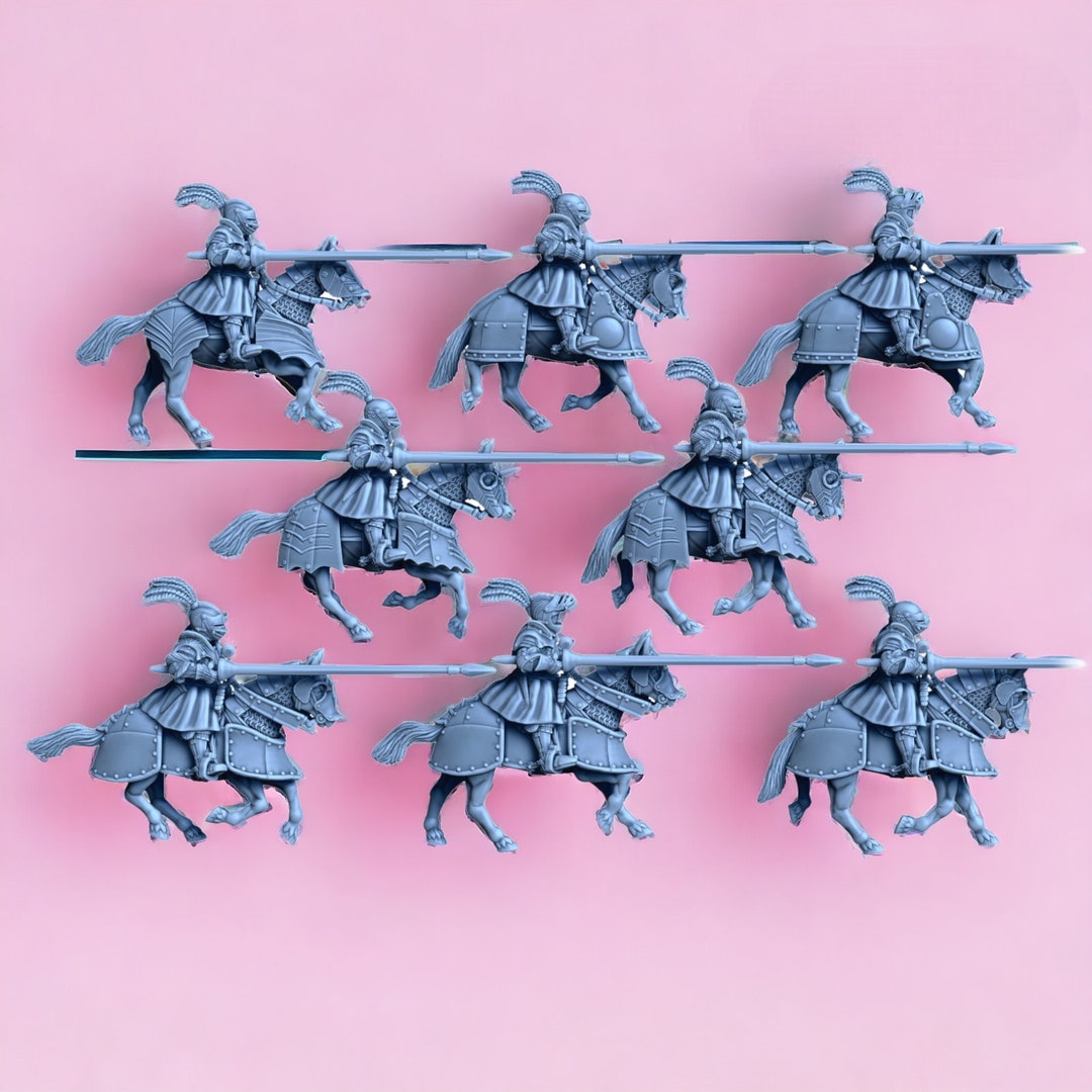 C16th Medieval French Gendarmes Knights X8 Heavy Cavalry 28mm 1/56 ...