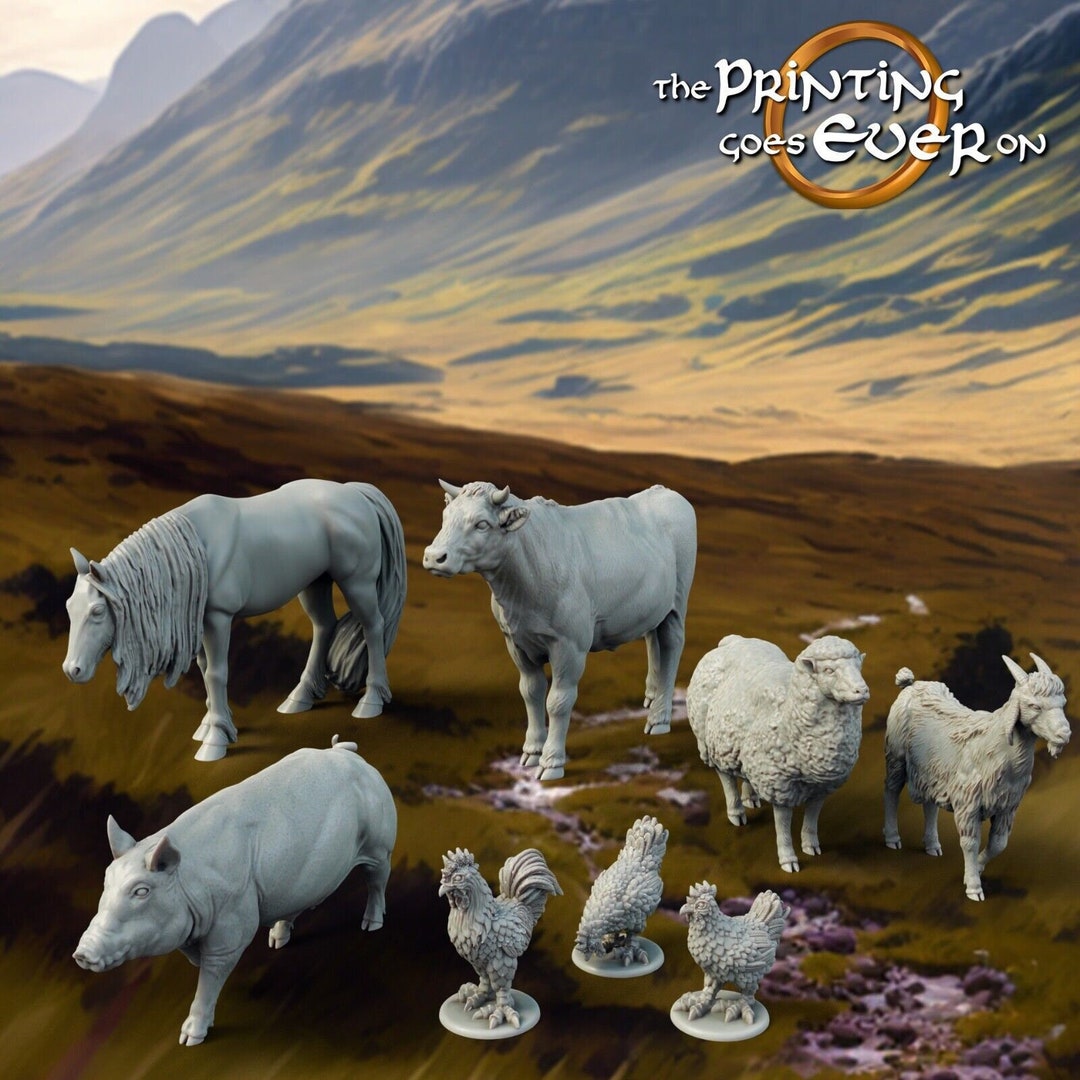 Farm Animals Set: 28mm 1/56 Wargame and Display Miniatures - Etsy