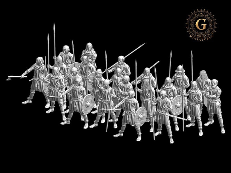 Medieval Peasant Army X22: 28mm Wargaming and Diorama Miniatures - Etsy