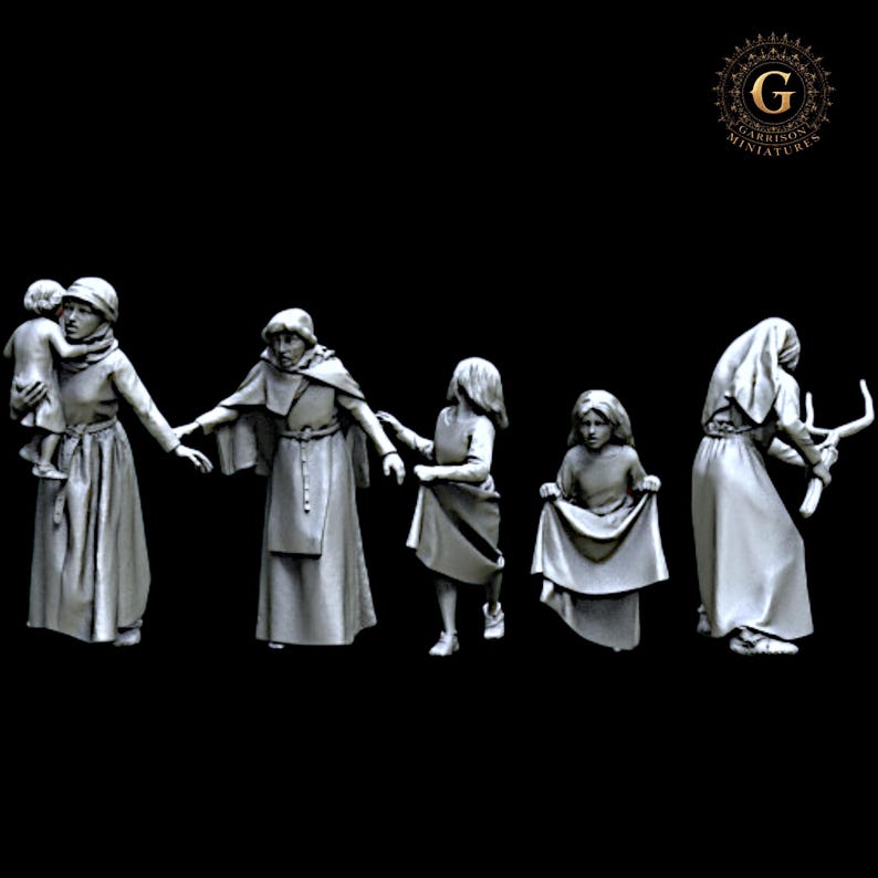 Fleeing Medieval Villagers Set B: 28mm Historical Wargame and Diorama ...