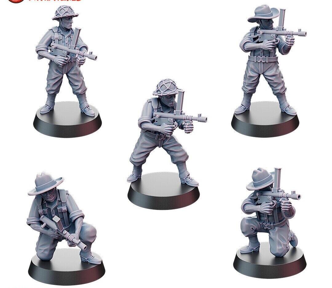 WW2 Pacific Theater Australian Army SMG Squad X5 28mm 1/56 Wargames and ...