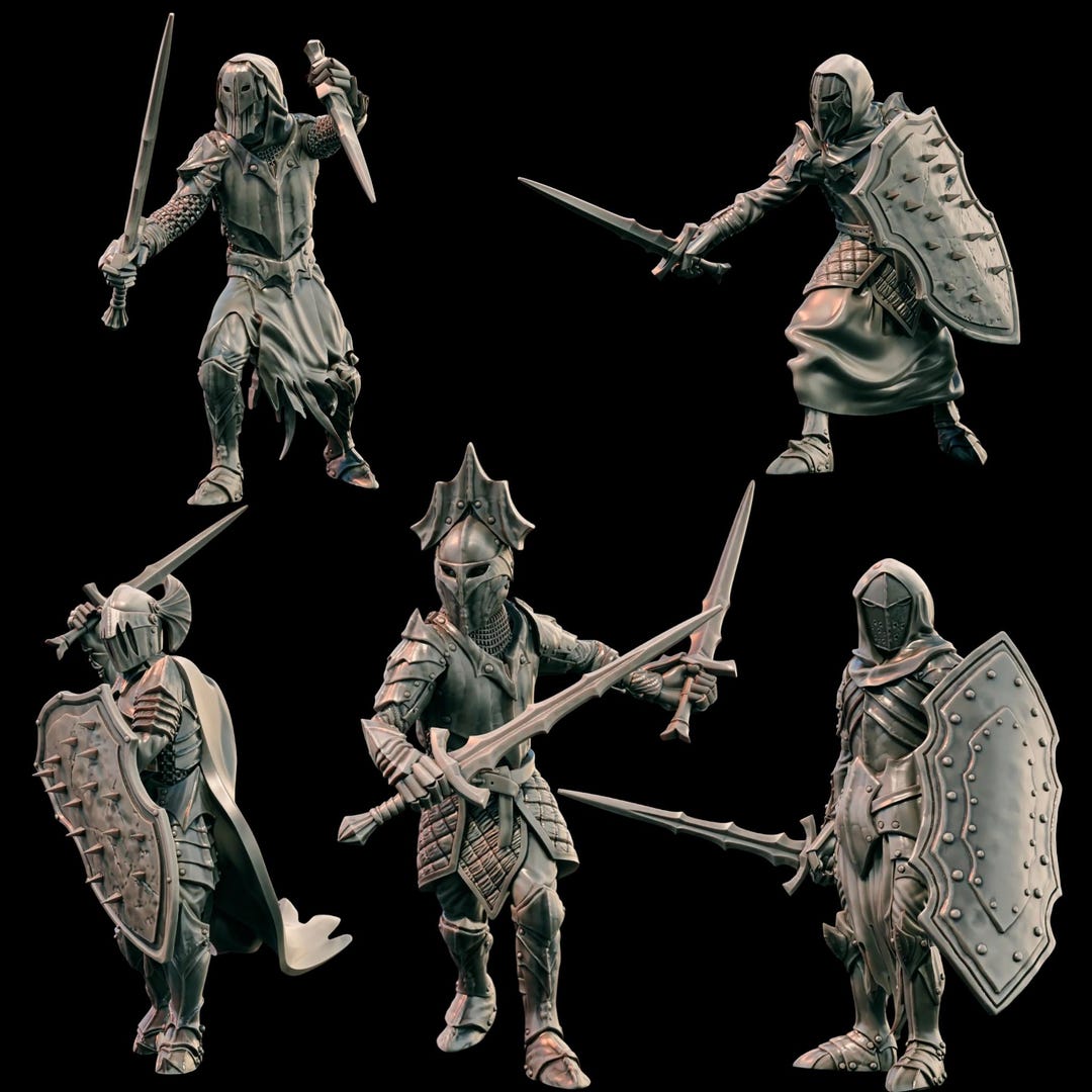 Shadow Knights Set, Ideal for MESBG LOTR Etc 28mm 1/56 Wargames and ...