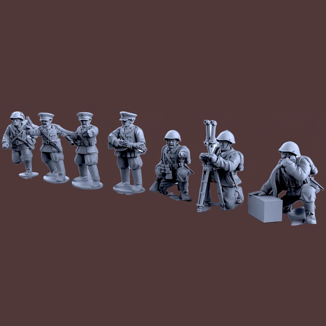 WW2 Greek Army Headquarters X7 Figures Ideal Bolt Action 28mm 1/56 ...