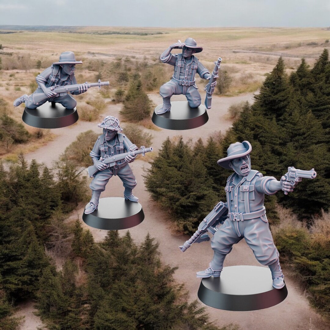 WW2 Pacific Theater Australian Army Scouts & NCO X4 28mm 1/56 Wargames ...