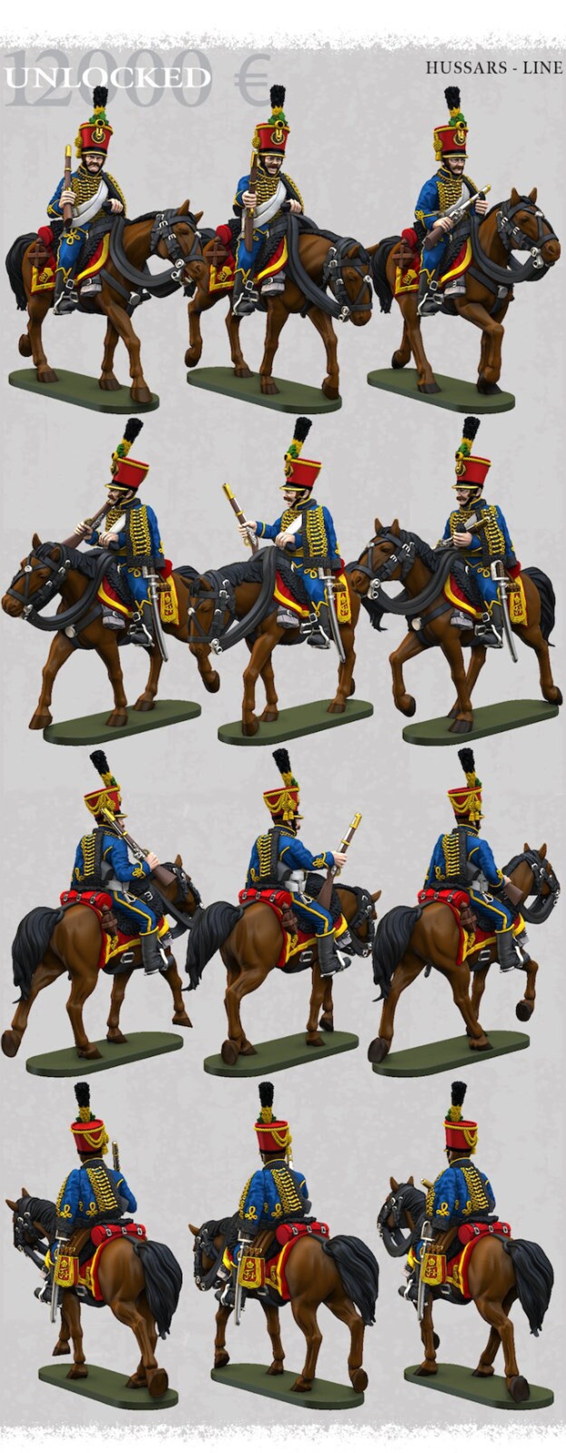Napoleonic Austrian Cavalry Hussars With Carbines 3x Mounted Figures ...