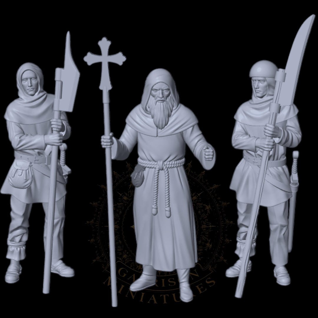 Medieval Priest and Guards - 28mm (1/56) Wargame & Display Miniatures ...
