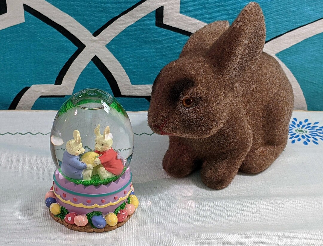 Easter-themed Vivid-colored Egg-shaped Snow Globe Easter Bunnies and ...