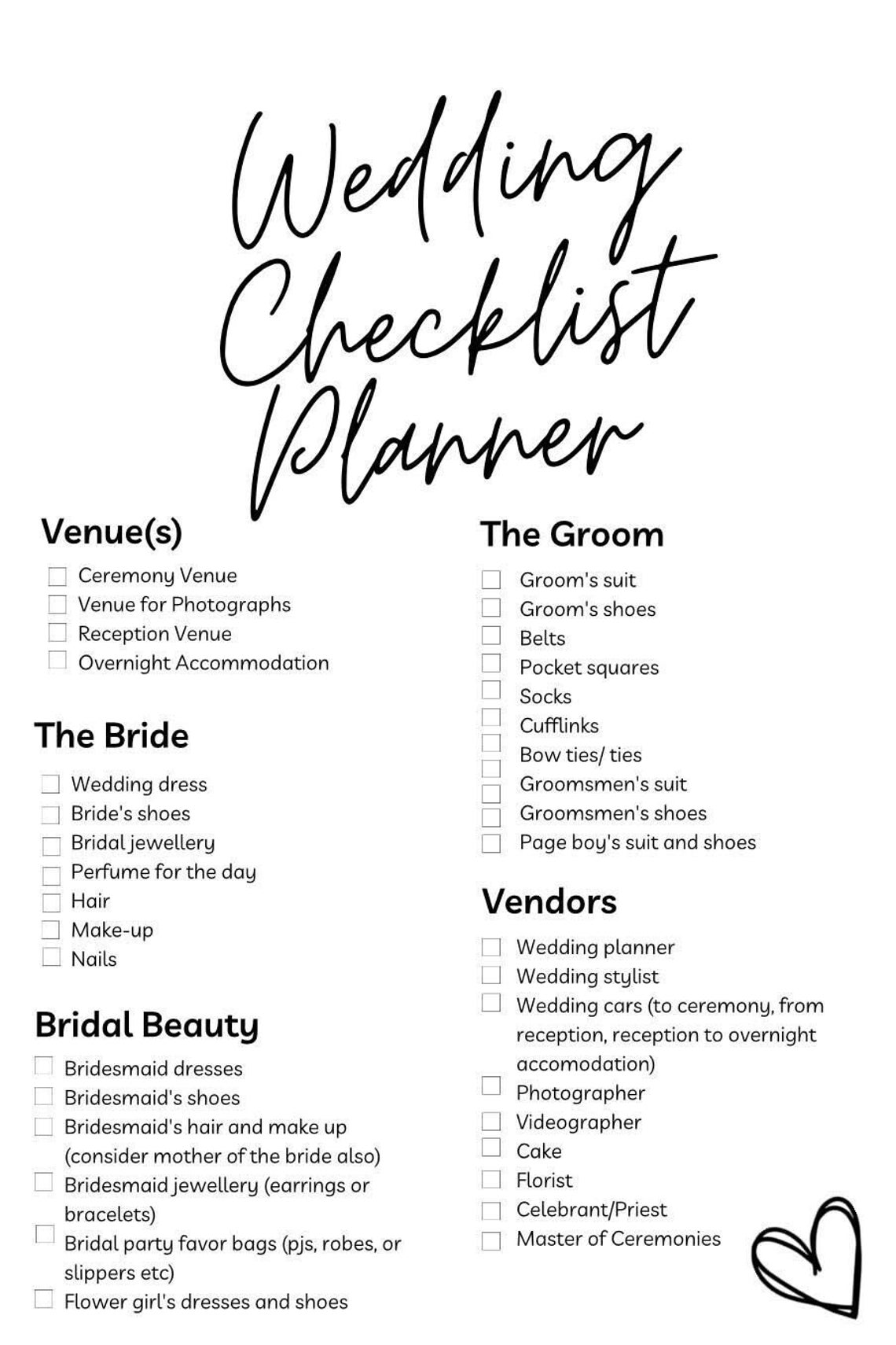Wedding Planning Checklist - Etsy